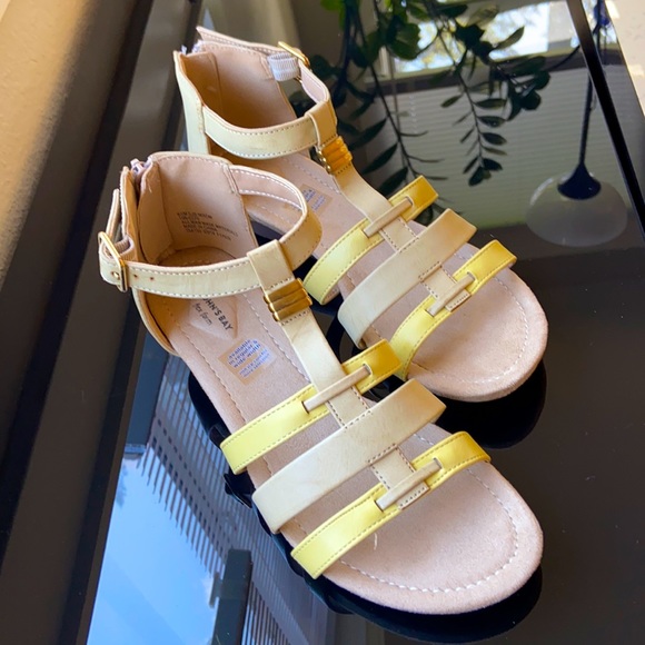 St. John's Bay | Shoes | Yellow Tan Gladiator Low Wedge Sandals | Poshmark